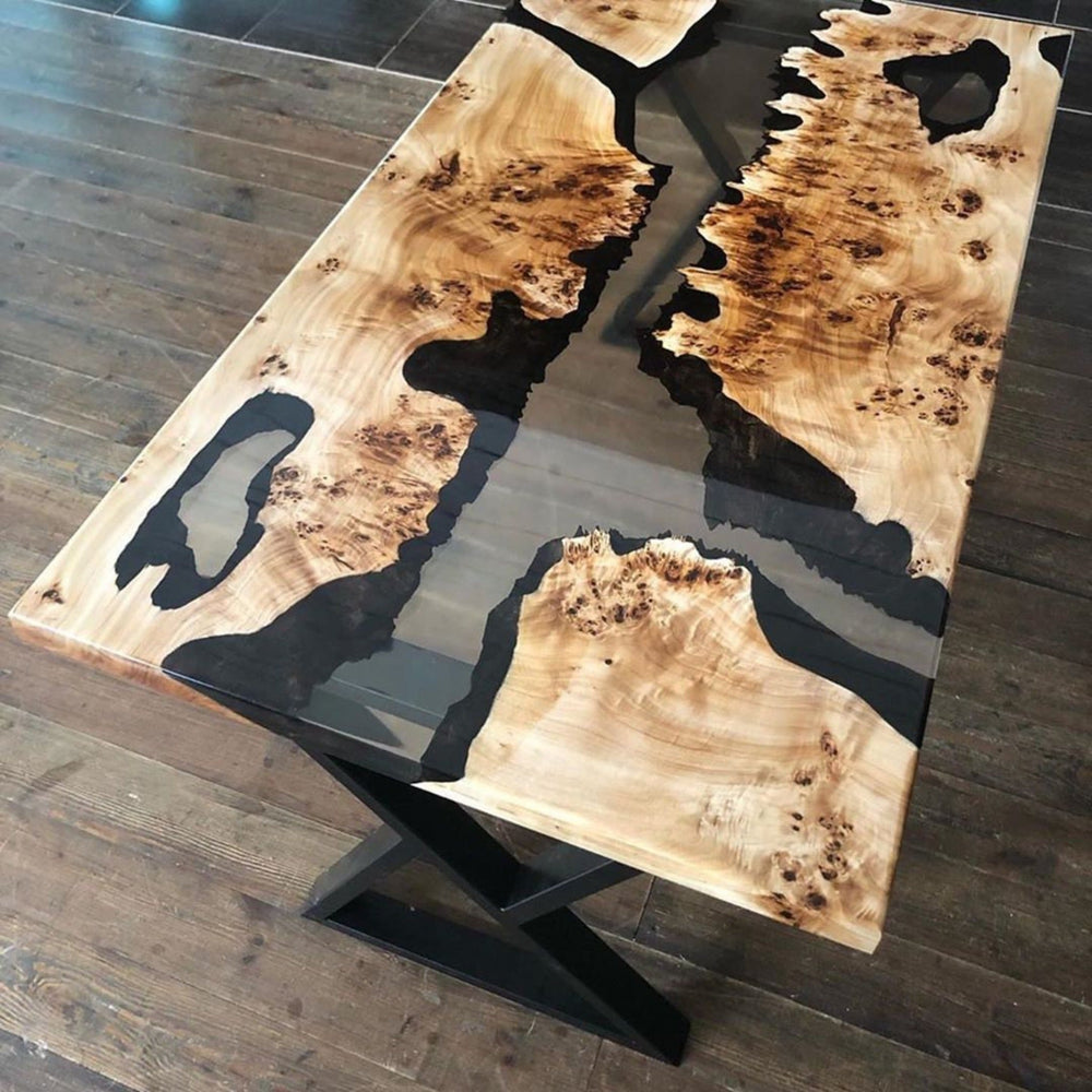 Mappa Burl Epoxy Table, Made to order Epoxy Resin Dining Table