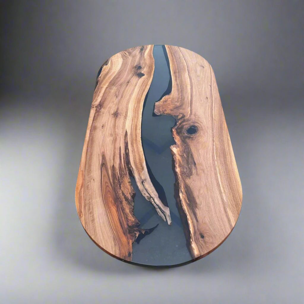 Oval epoxy river dining table